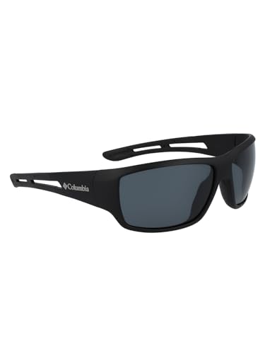 Columbia Men's Utilizer Wrap Polarized Sunglasses, Matte Black/Smoke Polarized, 62 mm