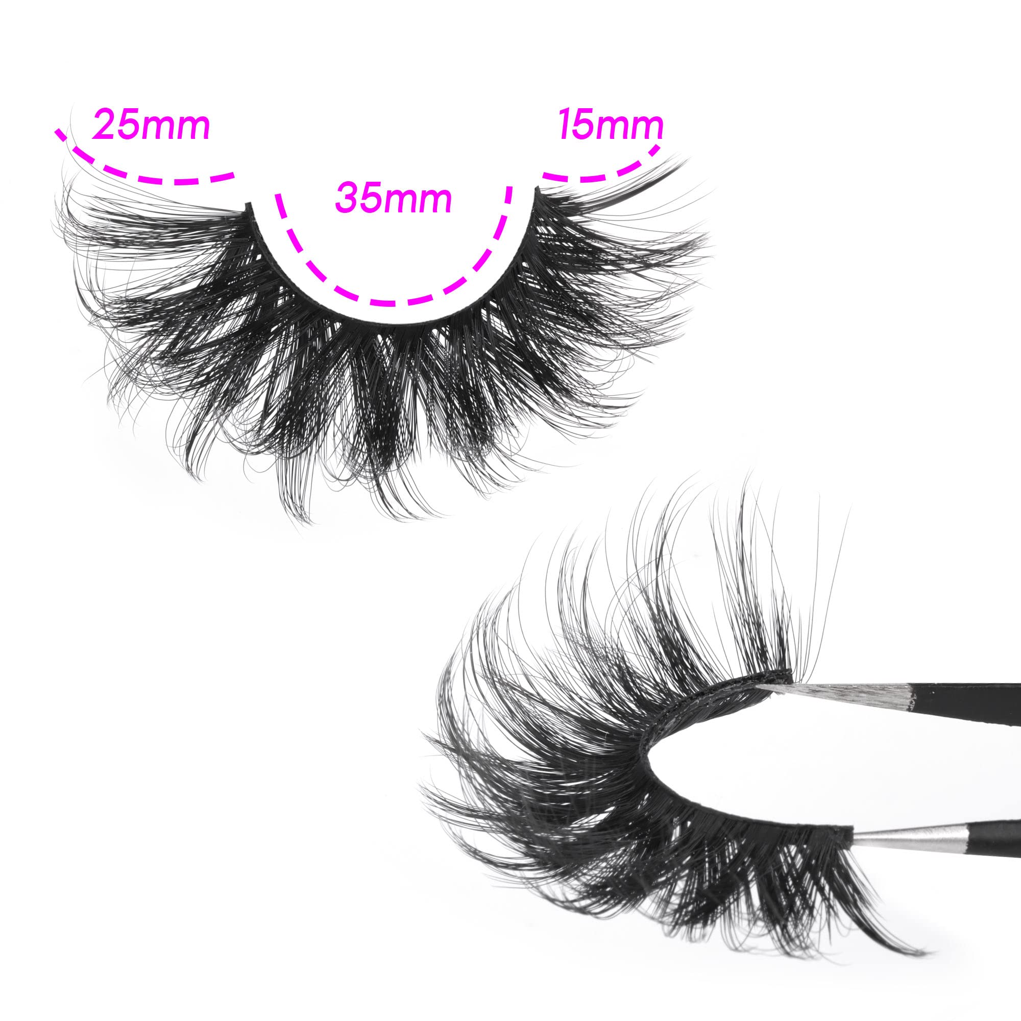 False Eyelashes Fluffy Lashes Dramatic Long Faux Mink Lashes Wispy 6D Volume Fake Eyelashes Thick Strip Big Cat Eye Lashes Pack 7 Pairs By GVEFETIEE
