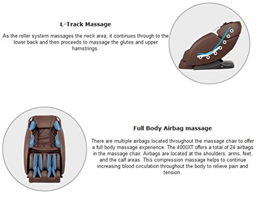 Osaki OS-4000XT B Massage Chair with LED Light Control, Brown, Ache Sensor, L-Track Massage, 2-Step Zero Gravity Mode, 6 Massage Styles, 6 Auto Massage Programs, Space Saving Technology
