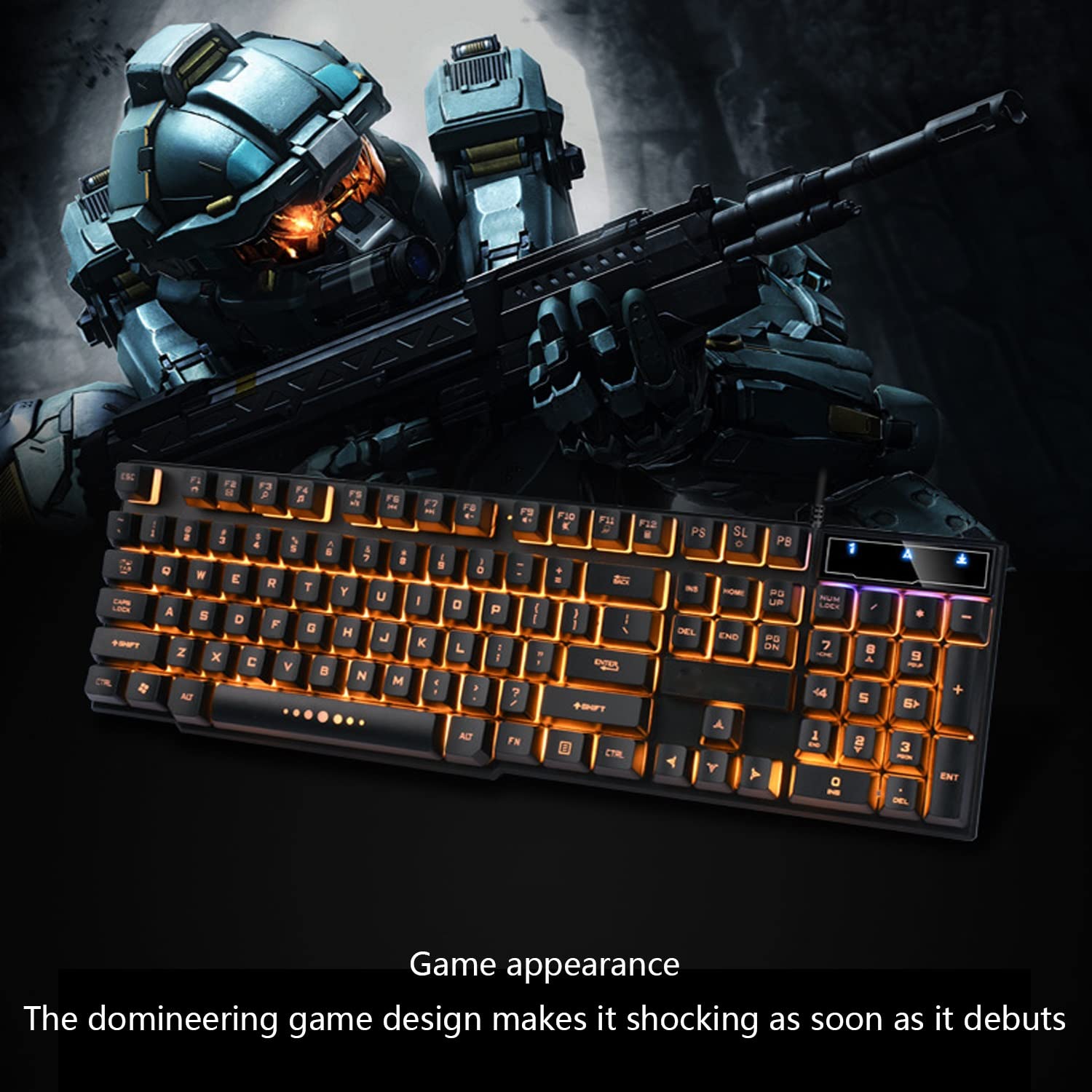 EXHNLE Wired RGB Backlit Gaming Keyboard and Mouse, USB Wired Gaming Keyboard and Mouse Combo, 104 Keys USB Ergonomic Keyboard, for PC Computer Gamer (Color : White)
