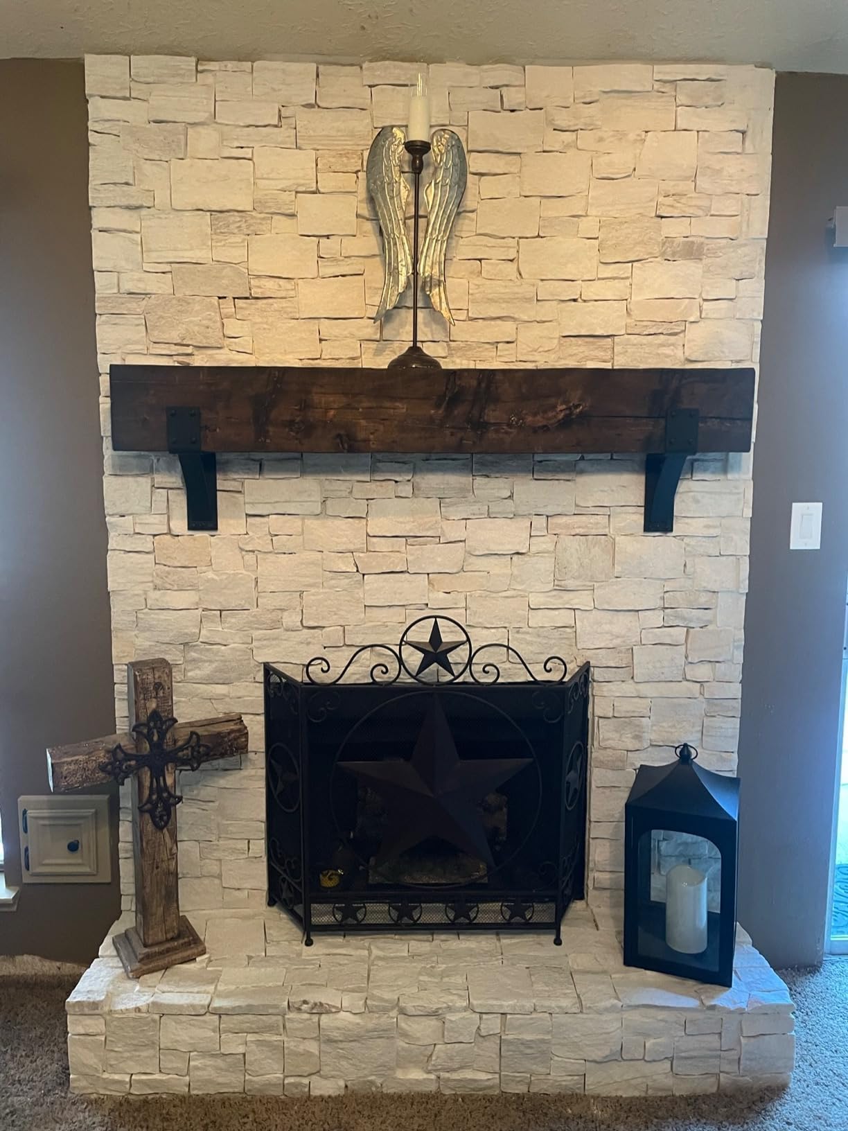 Wilson Wood Crafts Rustic Hand Hewn Barn Beam Mantel (6 x 8 x 72, Coffee)