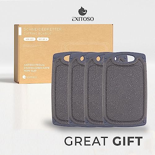 Exitoso Small Cutting Board Set of 4 Cutting Boards for Kitchen Dishwasher Safe - Non Slip Plastic Cutting Board with Juice Groove - Small Plastic Cutting Boards For Kitchen Essentials
