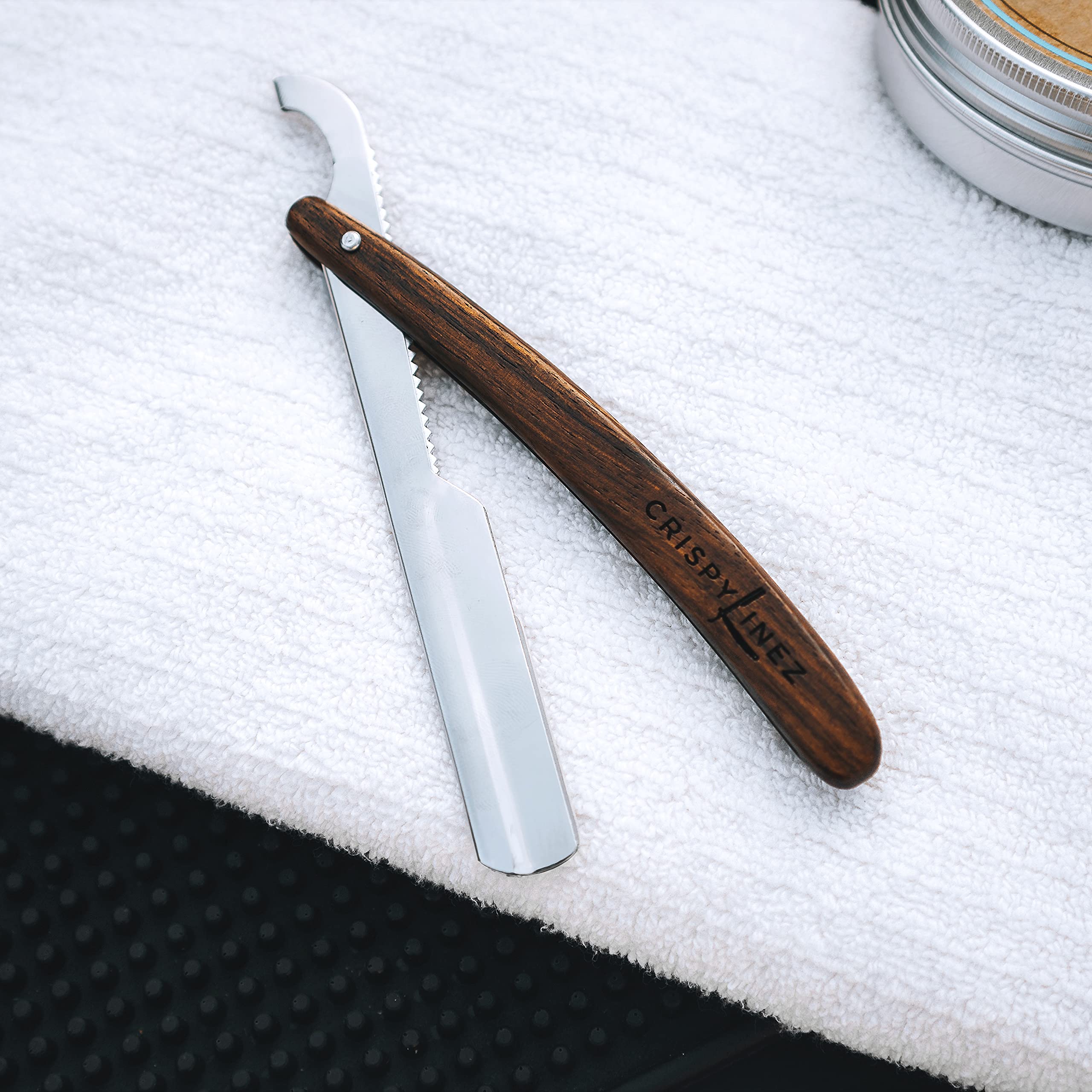 Crispy Linez Barber Straight Razor | Turkish Model | Wood & Silver