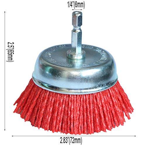 FPPO 3Pcs 3 Inch Assorted Cup Brushes Abrasive Wire Nylon Cup Brush for Drill,Grit 80 120 320 with 1/4" Shank
