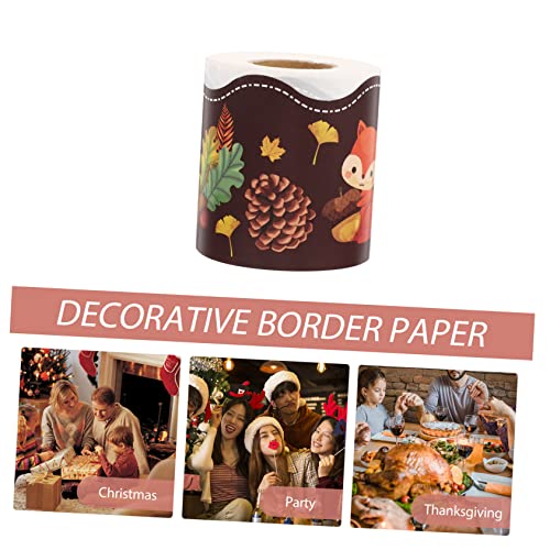 Ciieeo 1 Roll Chalkboard Stickers Thanksgiving Borders Stickers Autumn Wave Board Borders Autumn Board Borders Stickers Maple Leaf Borders Fall Border Trim Autumn Leaves Sector Paper