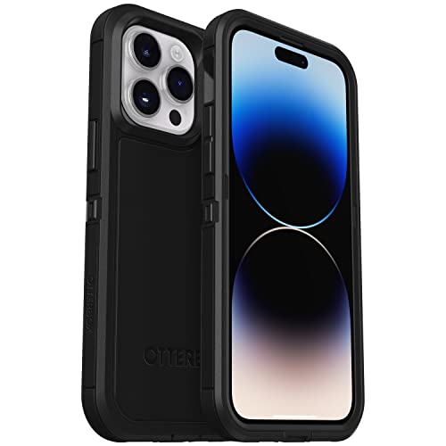 OtterBox iPhone 14 Pro (ONLY) Defender Series XT Case - BLACK , screenless, rugged , snaps to MagSafe, lanyard attachment