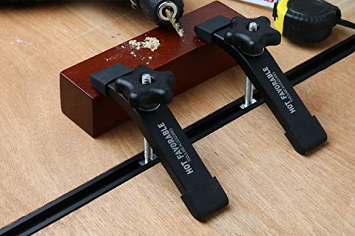 Hot Favorable Aluminum T-Track T-Hold Down Clamps,6-3/8"L x 1-1/4" Width-Woodworking and Clamps-Fine Sandblast Black Anodized-2 Pack