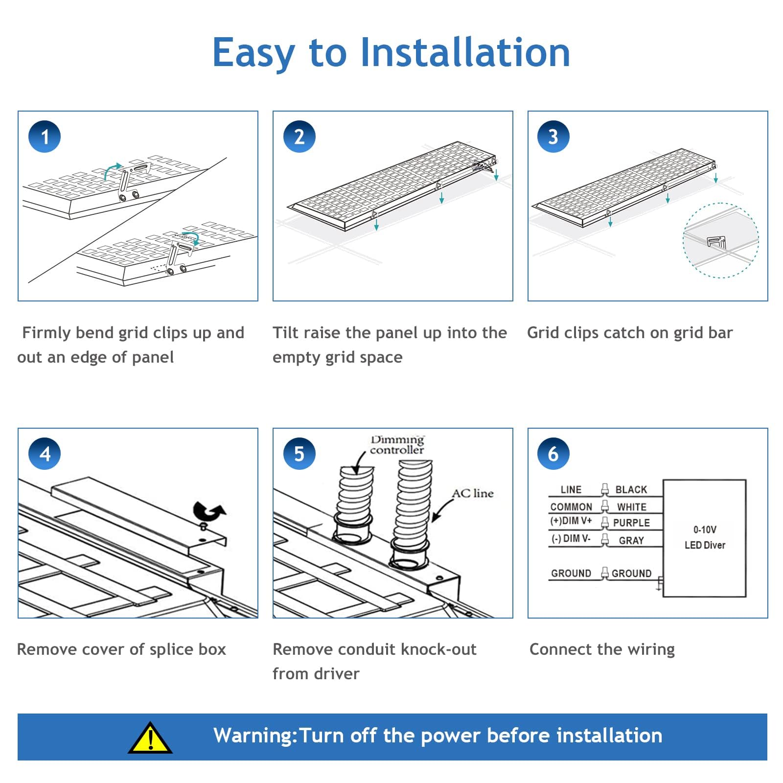 CycevSun 2x2 LED Flat Panel Light, Drop Ceiling Light 3 Color Temp Selectable & 0-10V Dimmable, 20W/30W/40W Selectable, 100-277Vac, ETL, 4 Pack