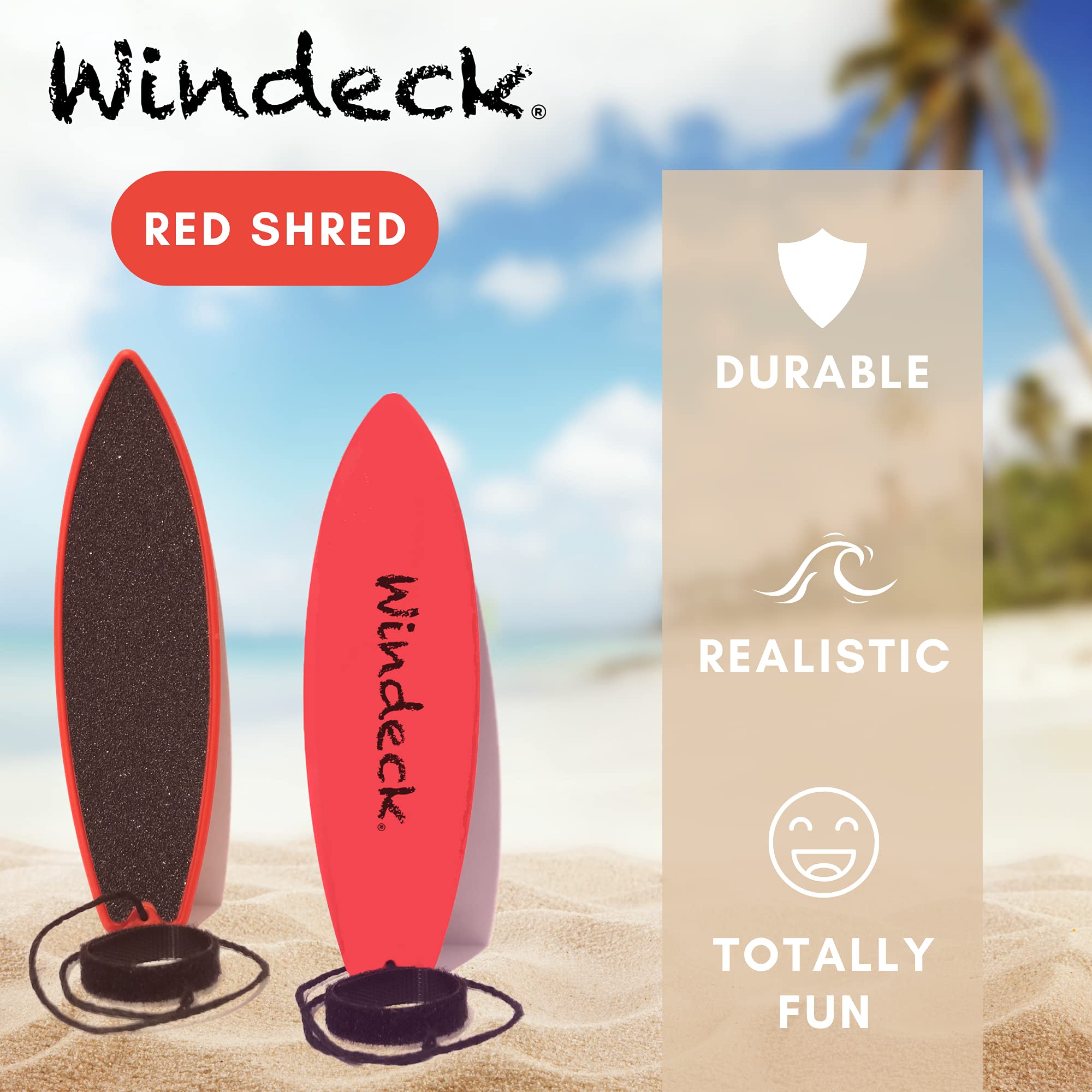 Windeck Finger Surfboard - Rad Fingerboard Toy - Surf The Wind - Mini Board for Kids and Surfers Looking to Hone Their Surfer Skills (Red Shed)