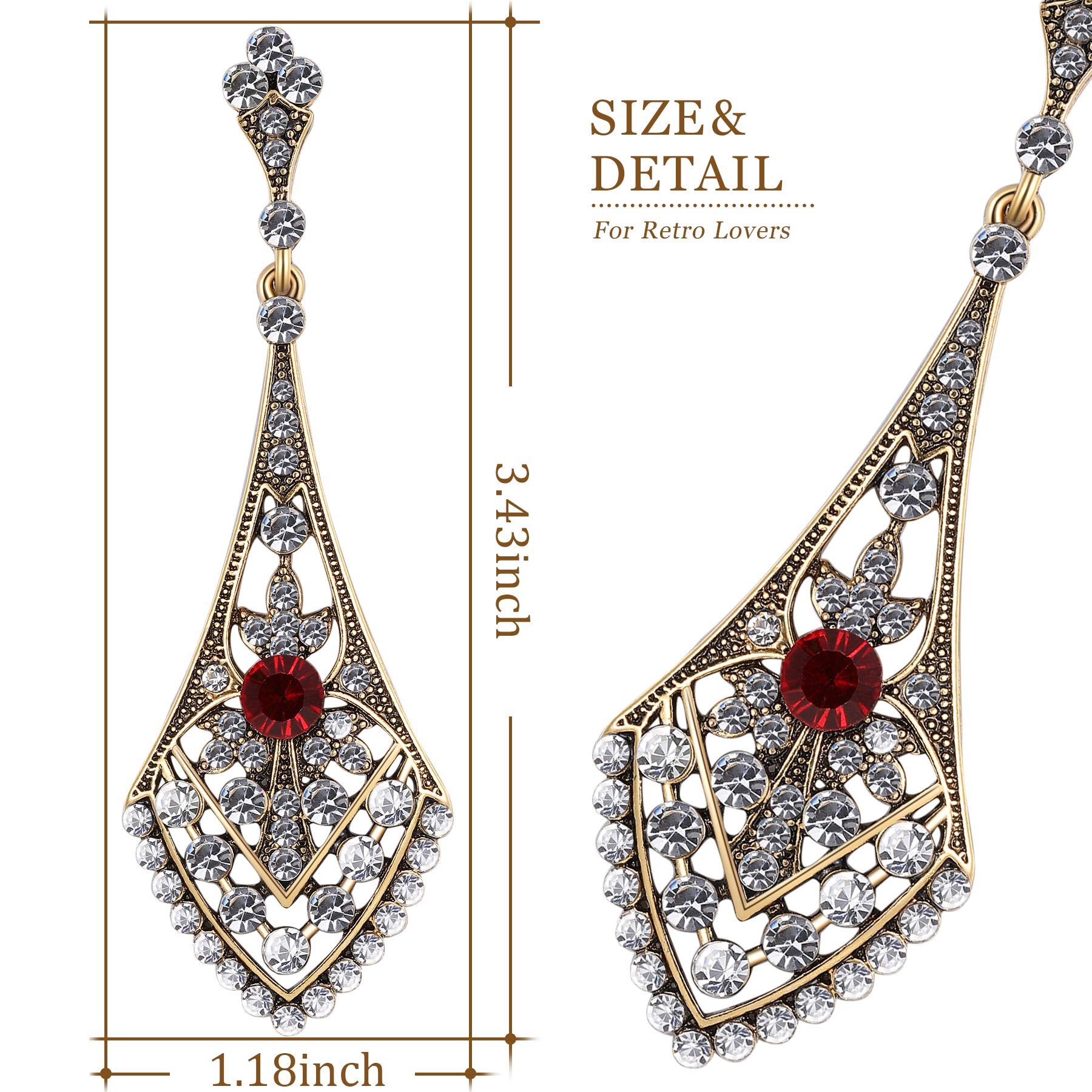 Coucoland 1920s Flapper Earrings Roaring 20s Great Gatsby Rhinestone Earrings (color-6)