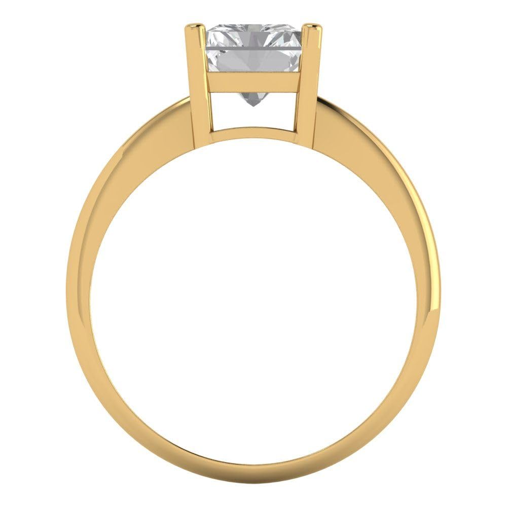 Clara Pucci Yellow 14k Solid Gold Solitaire anniversary Engagement Promise Bridal Ring - 2.5 Carat Radiant Cut Clear Simulated Diamond Size 9