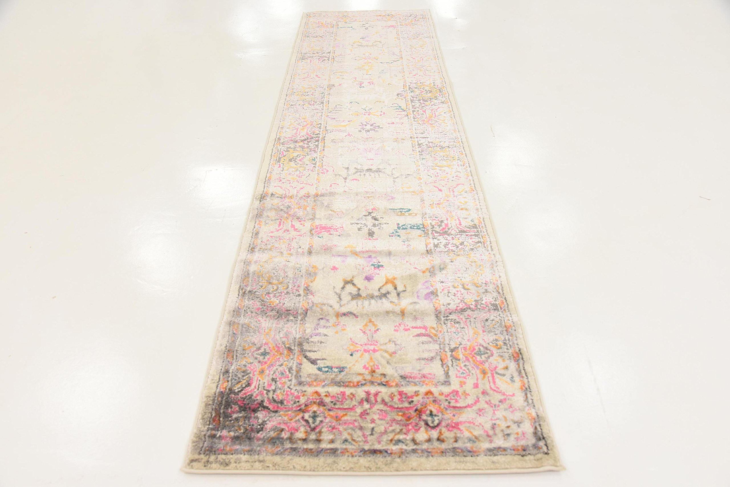 Unique Loom Aurora Collection Over-Dyed, Abstract, Botanical Southwestern, Transitional Area Rug, Rectangular 9' 0" x 12' 0", Beige/Pink