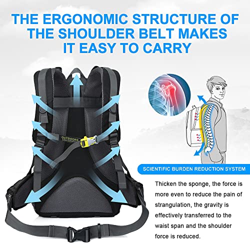 INOXTO lightweight Hiking Backpack 35L/40L Hiking Daypack with Waterproof Rain Cover Camping Backpack for Travel Camping Outdoor for Men and Women (35L Black)