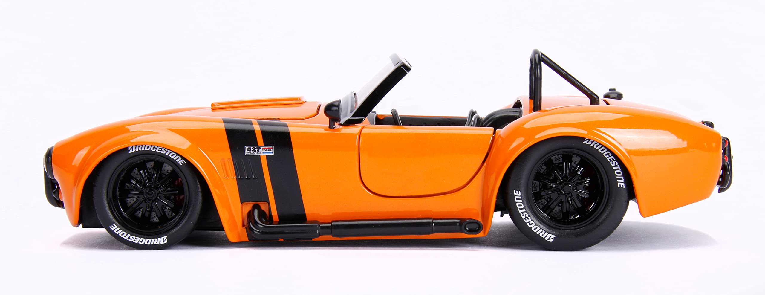 Jada 1965 Shelby Cobra 427 S/C Orange with Black Stripes Bigtime Muscle 1/24 Die-cast Model Car 30531, Yellow