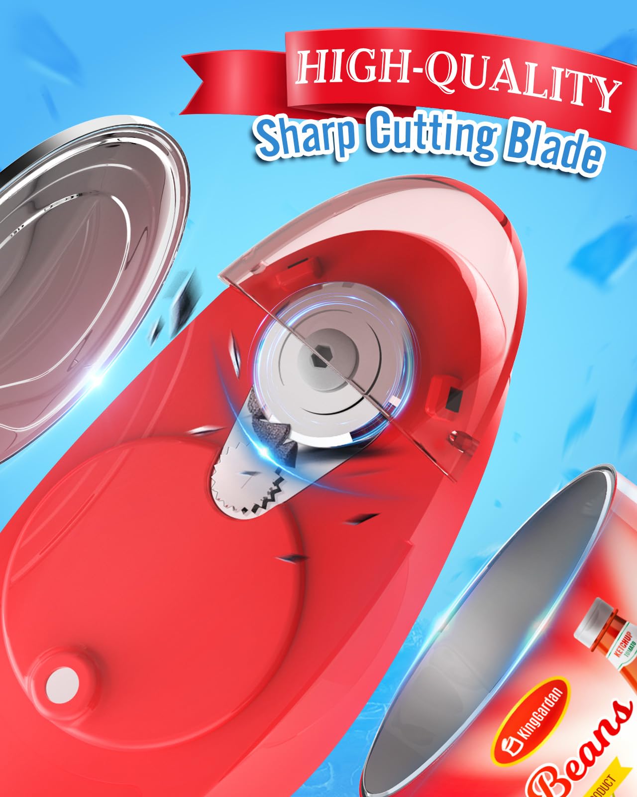 Electric Can Opener Easily Open All Can Sizes with Fast Speed & Smooth Edge, Food-Safe & Battery Operated Can Openers for Kitchen, Automatic Can Opener Hands Free for Weak Hands, Seniors, Arthritis