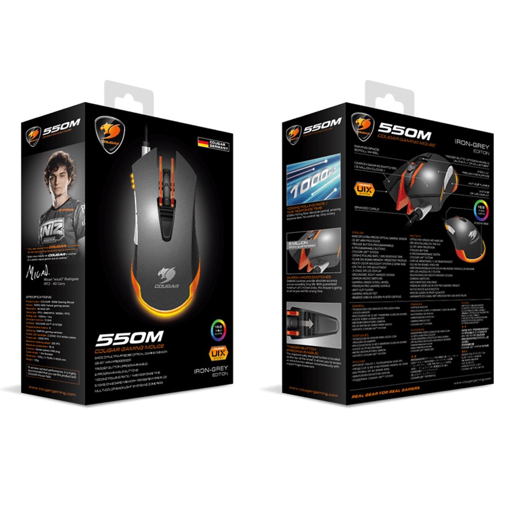 Cougar MO-C550IG Wired USB Optical Mouse w/ 6400 DPI (Iron-Grey)