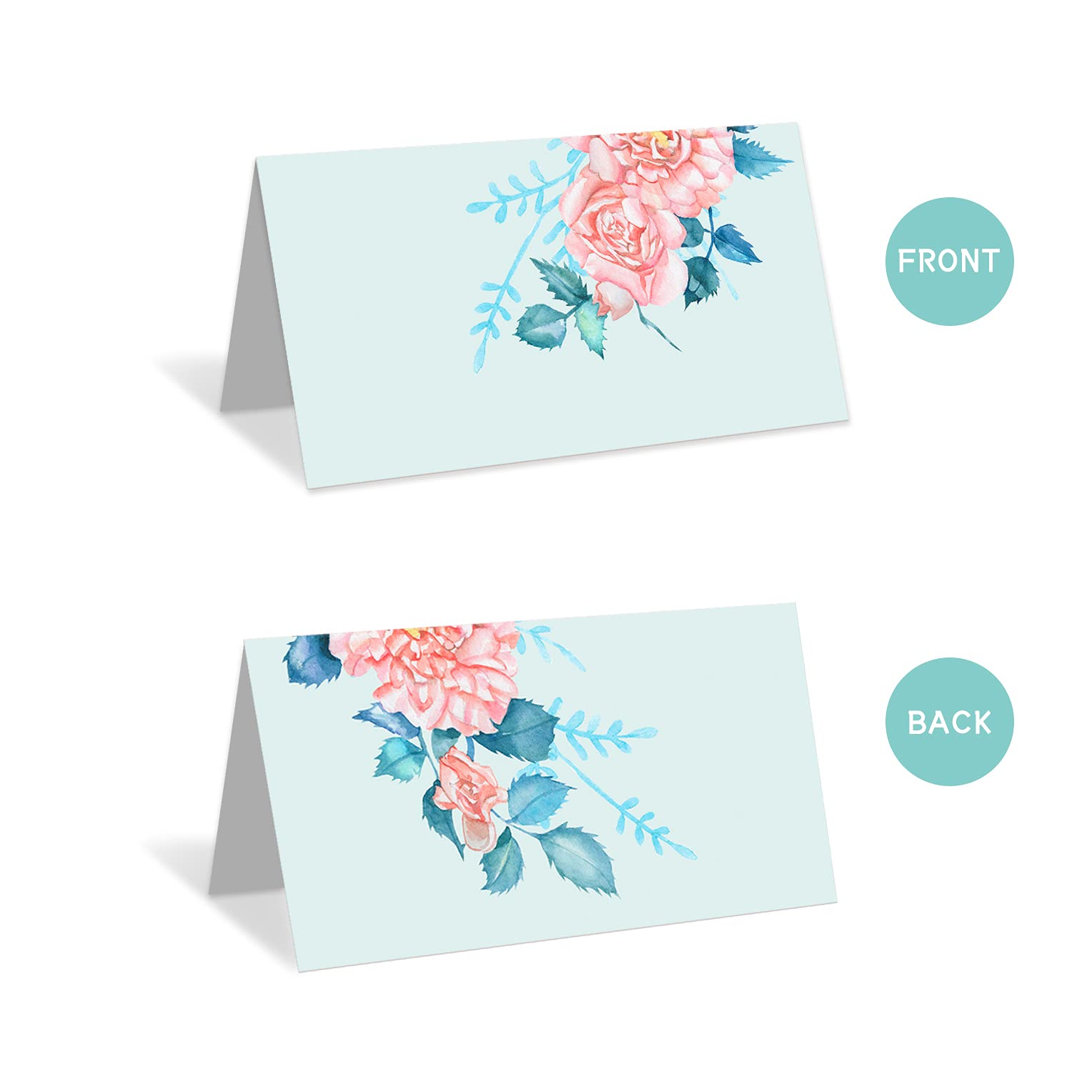 Place Cards for Table Setting, 120 Pack Table Name Tent Cards, Floral Blank Seating Place Cards for Weddings, Food Buffet, Parties, Dinner Table, Christmas, Thanksgiving