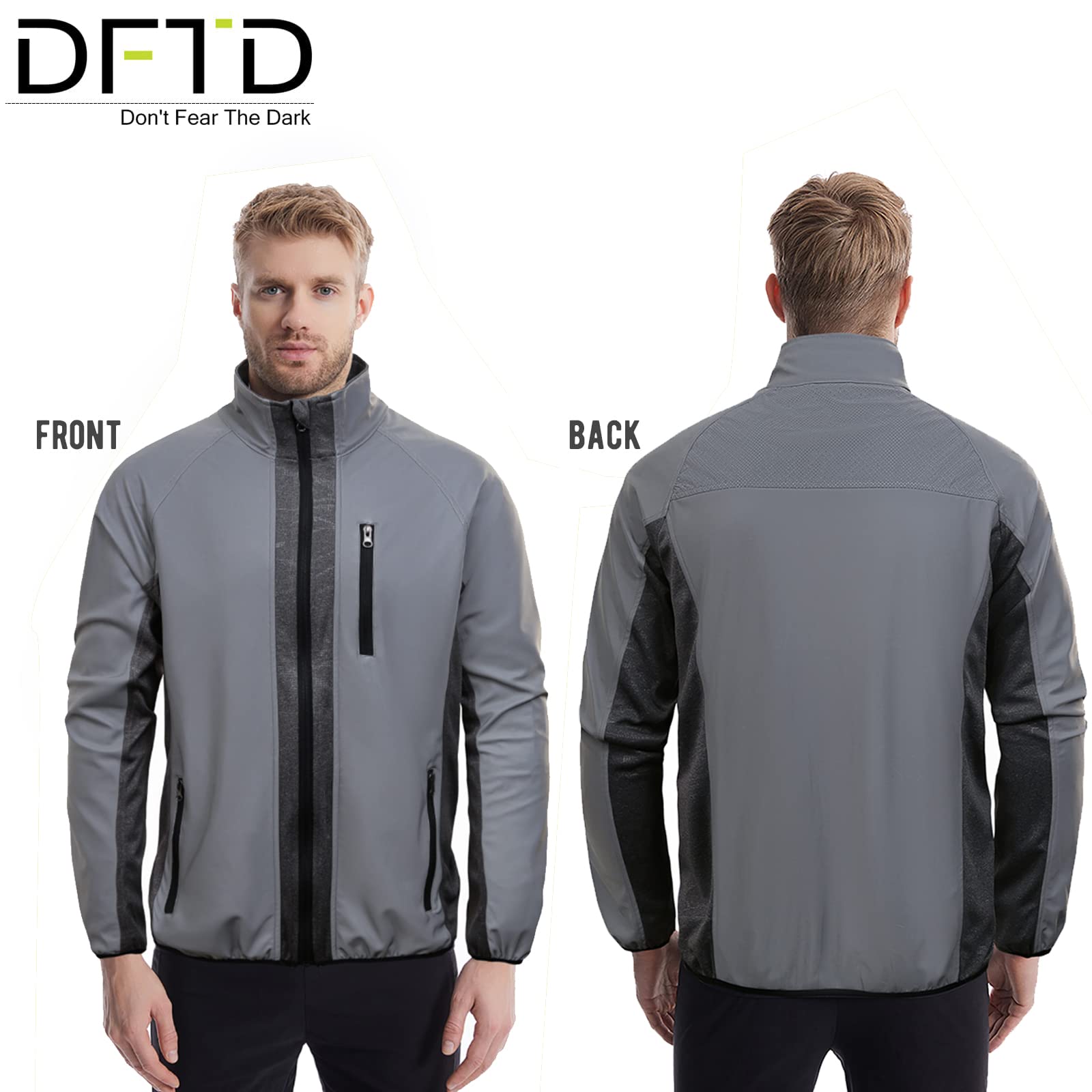DFTD High Visibility (Hi Viz) Breathable Reflective Cycling Jacket & Running Sport Jacket Men Lightweight