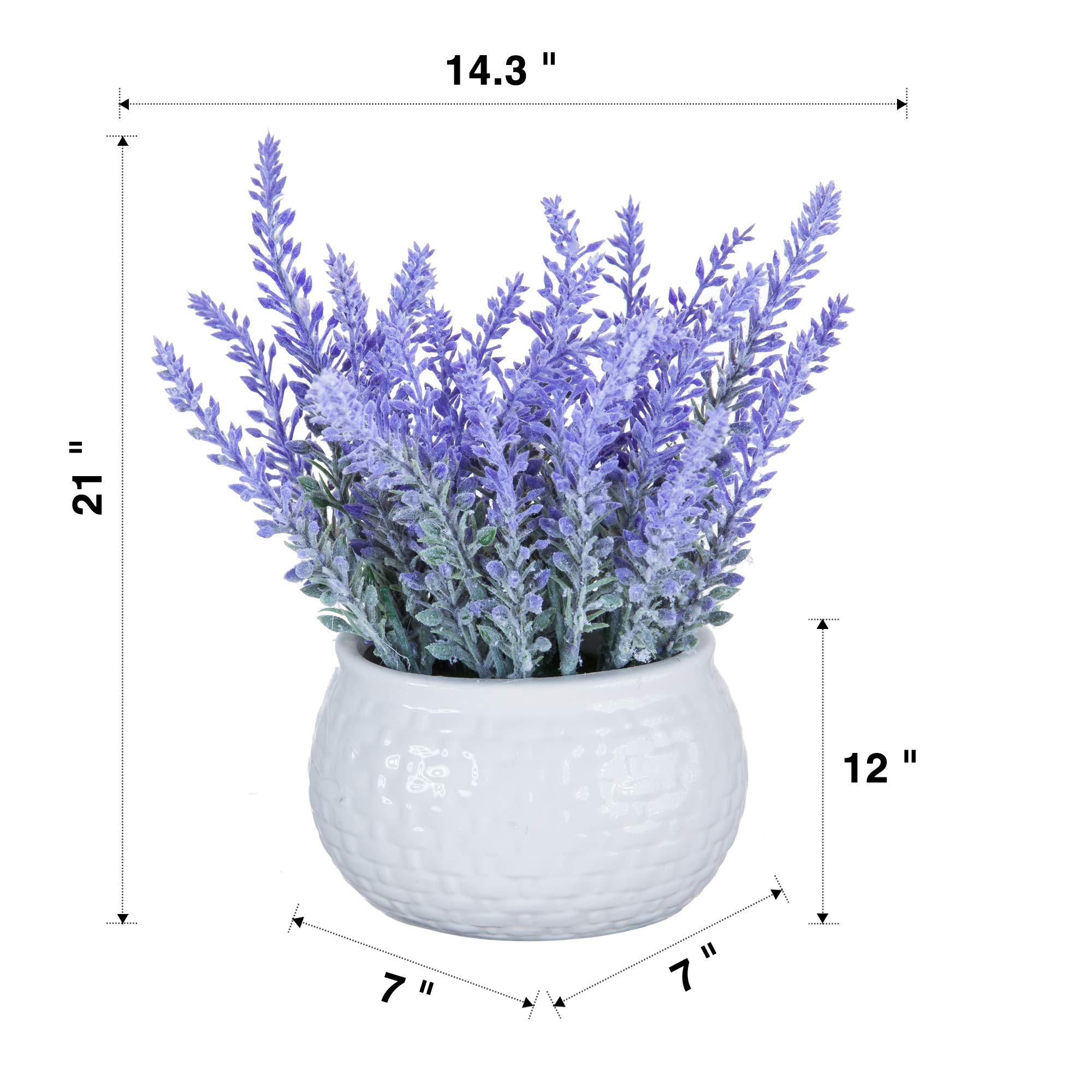 chuangxindaye Artificial Mini Potted Flowers Plant Lavender for Home Decor Party Wedding Garden Office Patio Decoration (Ceramics 2set)