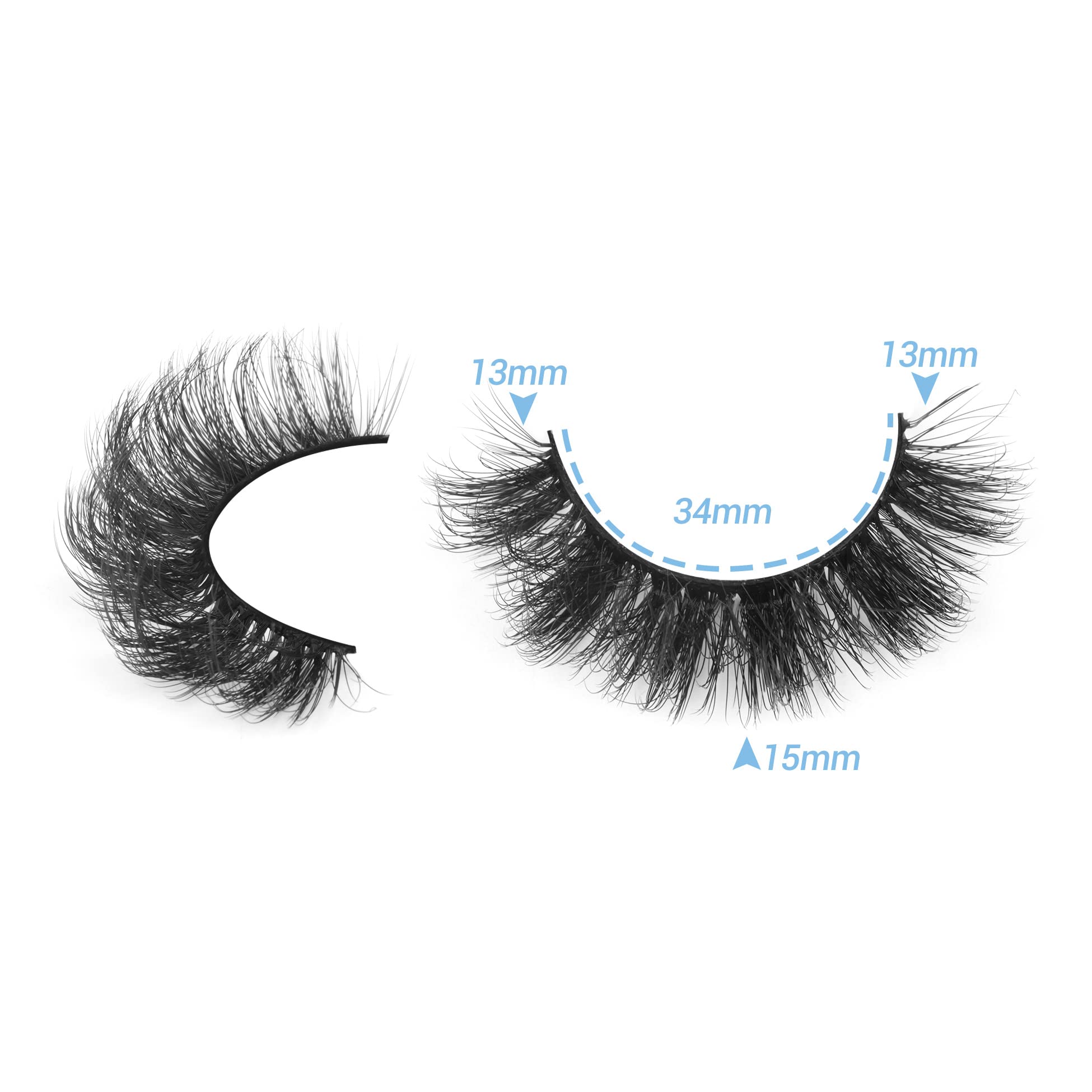Eyelashes Natural Fluffy Mink Lashes Full of Volume Faux Mink Lashes 3D Effect Thick Volume 16MM Fake Eyelashes Wispy Lashes 12 Pairs