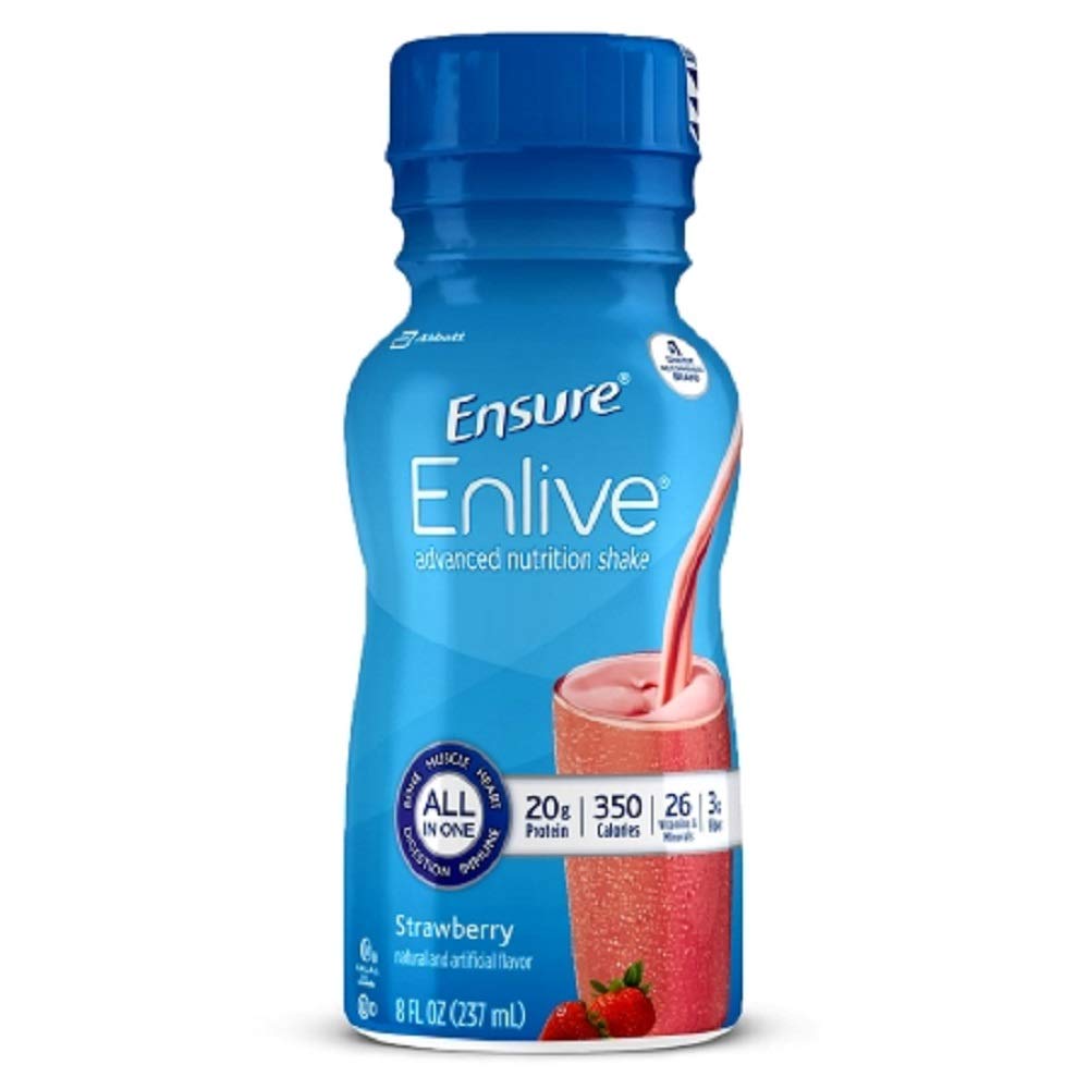 Count of 24 Ensure Enlive Strawberry Oral Supplement 8 oz Bottle