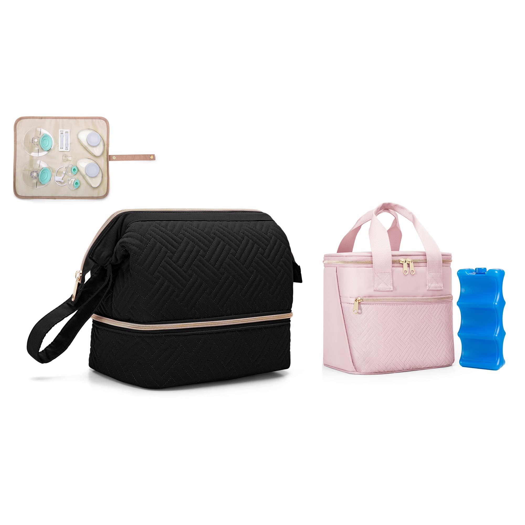 Fasrom Wearable Breast Pump Case Bundle with Breast Milk Cooler Travel with Ice Pack Fits 6 Tall Baby Bottle Up to 9 Ounce