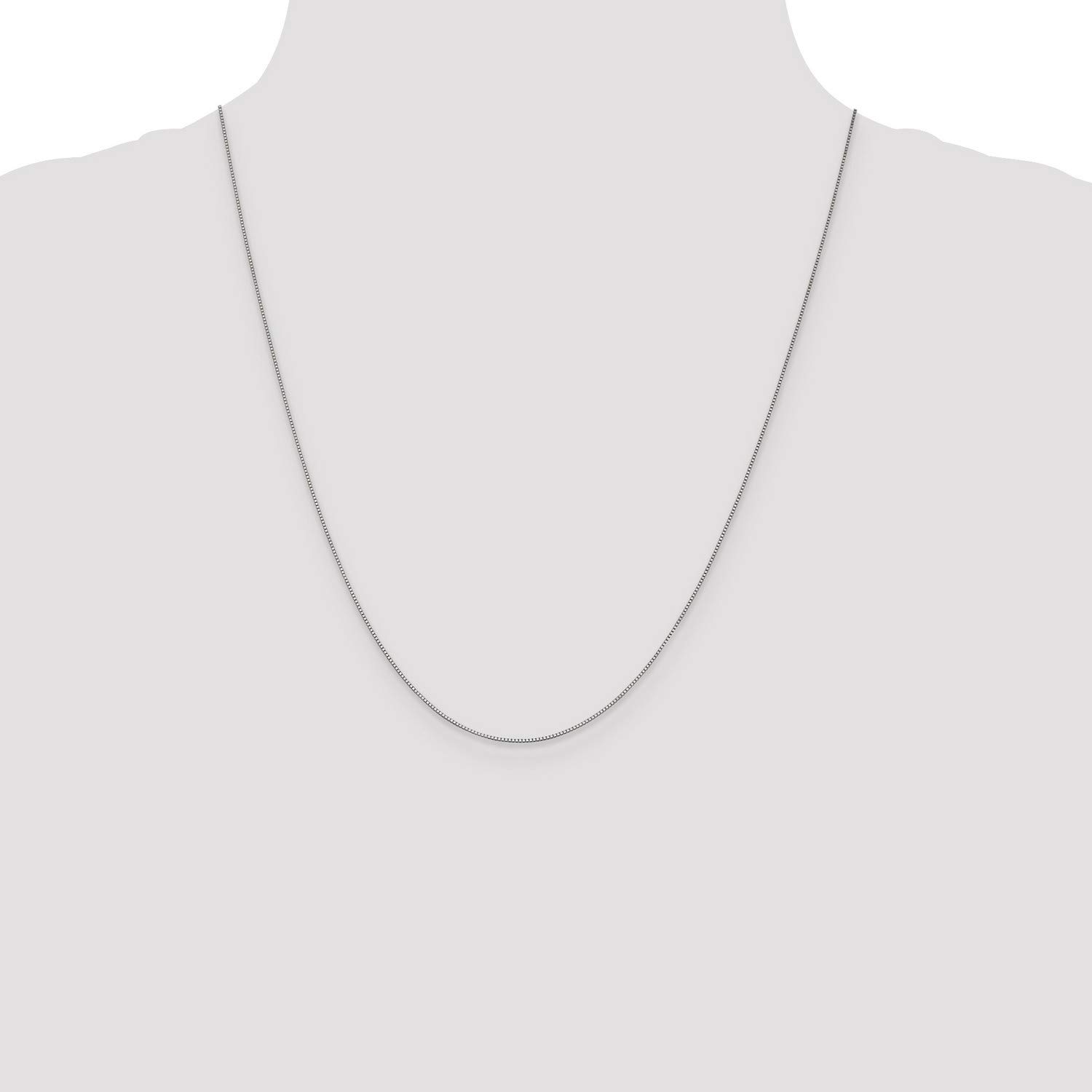Classic Box Chain Necklace in Real 10k White Gold 0.7 mm x 22 inches