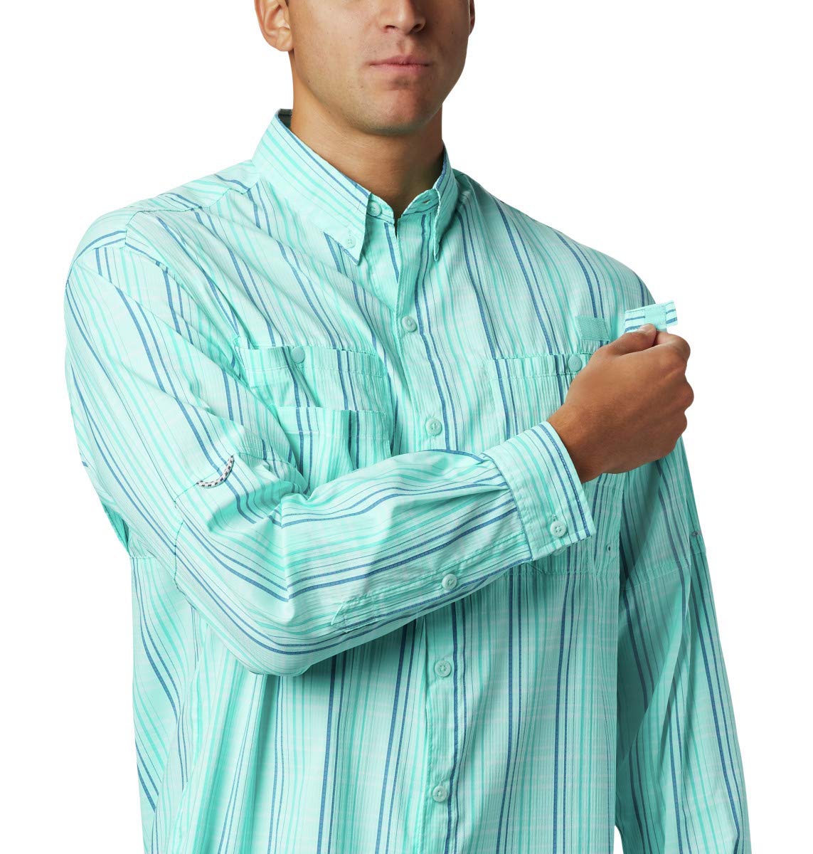 Columbia Men's Standard Super Tamiami Long Sleeve Shirt, Gulf Stream Small Check, Small