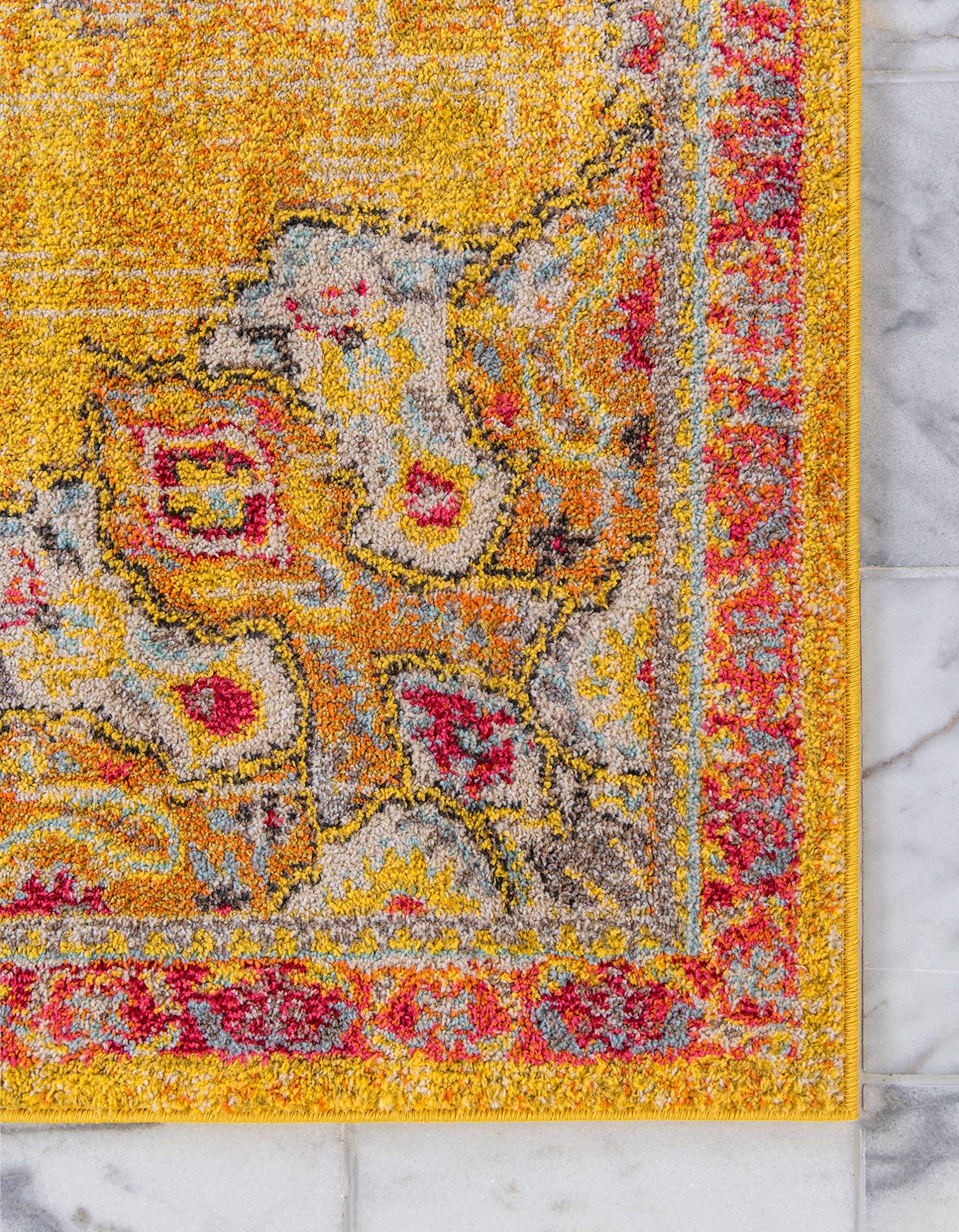 Unique Loom Penrose Collection Area Rug - Alexis (2' 2" x 6' 1" Runner, Gold/ Gray)