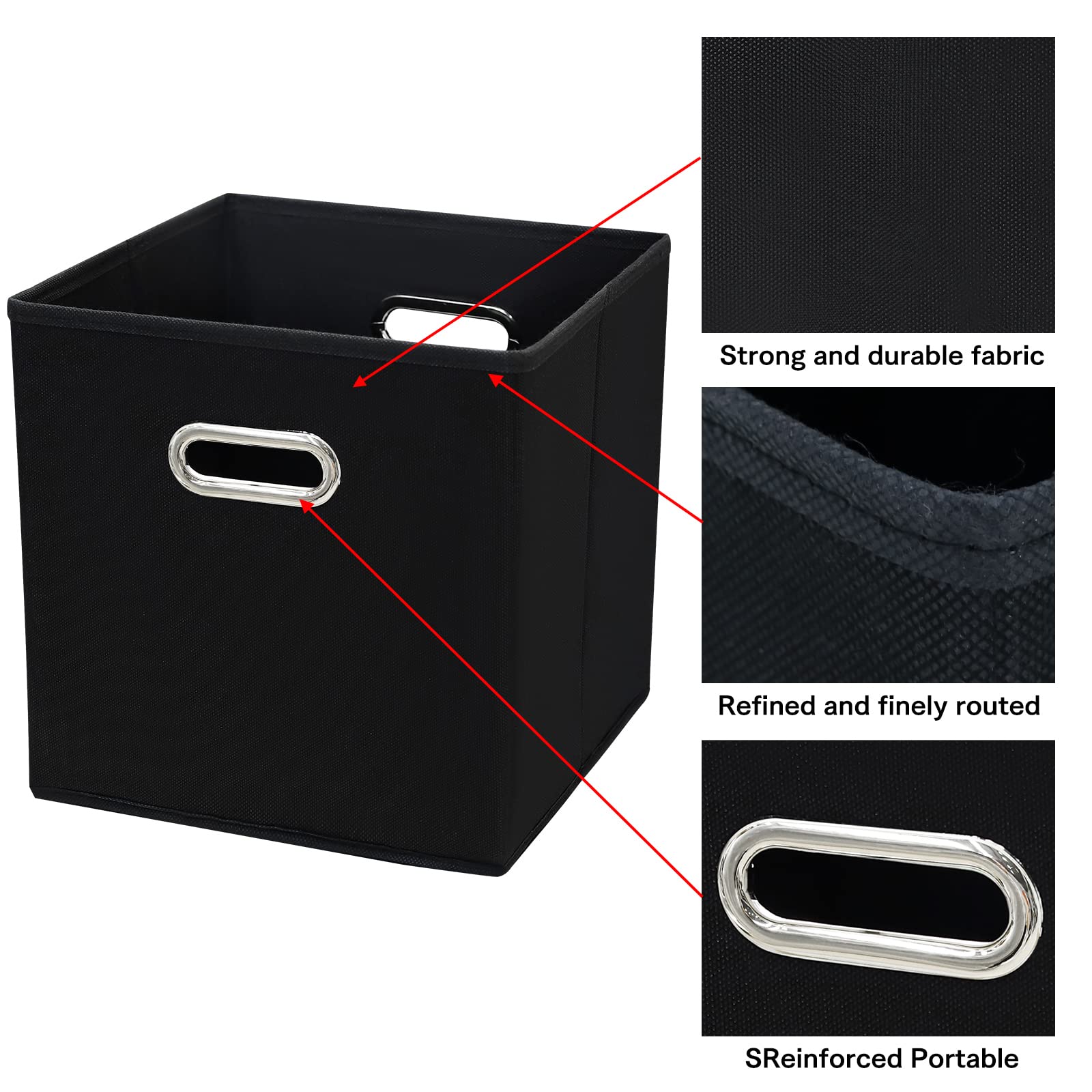SEVENDOME Fabric Storage Bins Cube ,11x11x11 Fabric Cubby Organizer Baskets with Handle, Foldable Basket for Closet or Collapsible Storage Box Set of 2 (Grey )