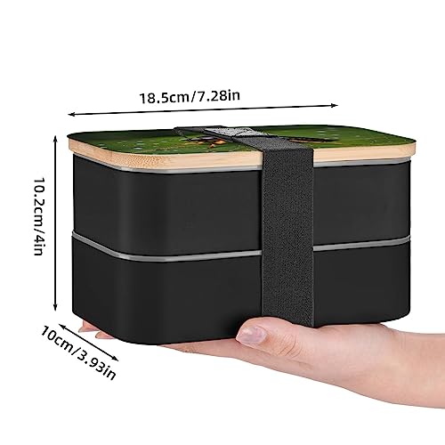 Insects On Leaves Adult Lunch Box, Bento Box, With Cutlery Set Of 3, 2 Compartments, Rectangular, Lunch Box For Adults