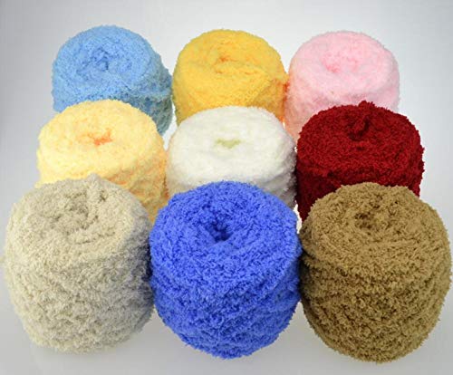 OURVER (34 Navy Blue) Soft Smooth Baby Knitting Wool Cotton Chunky Thick Yarn Fiber Velvet Yarn Hand Knitting Wool Crochet Yarn for DIY Craft Sweaters, 5 Rolls x100g