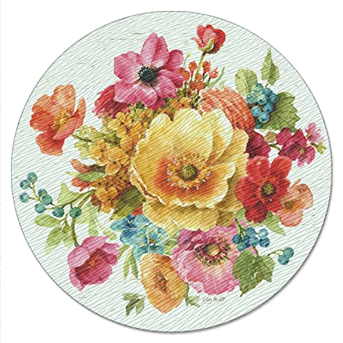 CounterArt Country Fresh 4mm Heat Tolerant Tempered Glass Lazy Susan Turntable 13" Diameter Cake Plate Condiment Caddy Pizza Server