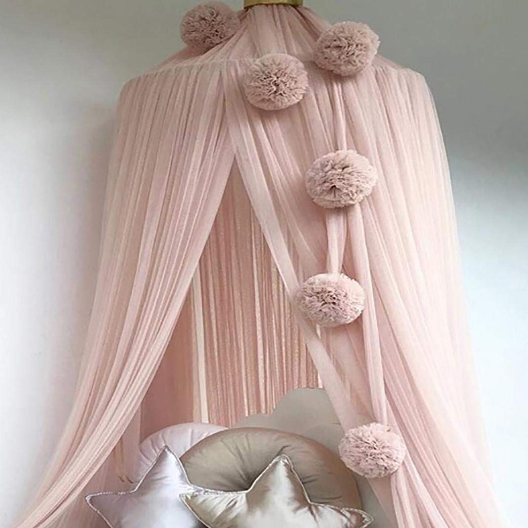 difcuyg5Ozw Lightweight Home Bed Netting Hanging Chiffon Balls Decoration, Lovely Mosquito Net Ornament Accessories - White