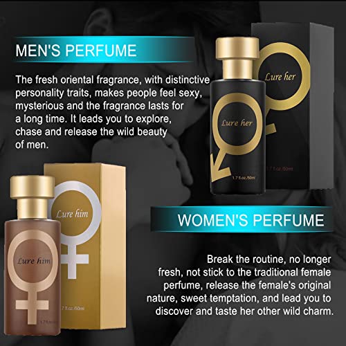 PONPRNGY Golden_Lure_Her Perfume - Lure_Her_Perfume for Men, Lure Her Cologne For Men, Lunex Phero Perfume, Romantic Glitter Perfume Spray for Women Men, Long Lasting Fragrance, 1.0 centiliters
