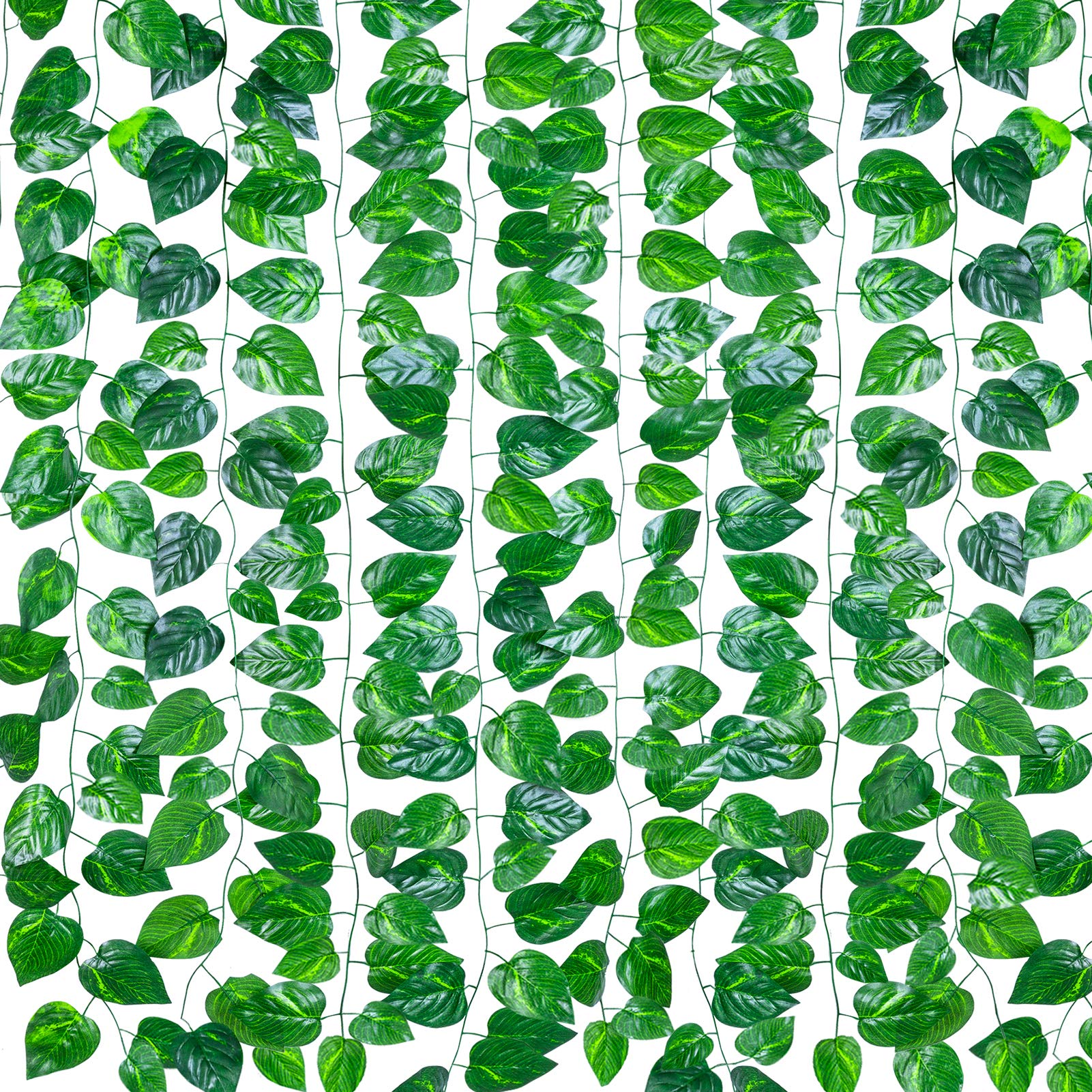 UIFCB 14 Pack 105 Ft Fake Vines, Artificial Ivy Vines with Extra Larger Leaves, Foliage Flowers Hanging for Aesthetic Room Decor and Home Kitchen Garden Office Wedding Wall Decor.