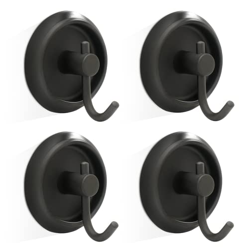 LAOKETON 4 Pack Bath Towel Hook, Heavy Duty Wall Robe Hooks,SUS 304 Stainless Steel Towel Hooks for Hanging Robe, Coat, Hats, Kitchen Utensil, Wall Mounted. (Matte Black)