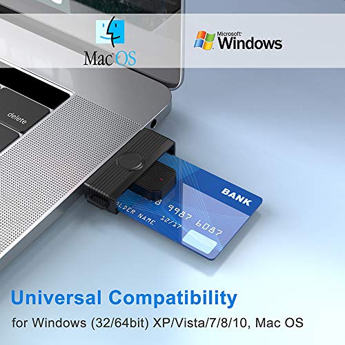 MTAKYI Portable USB CAC Smart Card Reader,DOD Military Common Access Card Adapter(CAC/Electronic ID Card/IC Bank/Health Insurance Card Compatible with Windows XP/Vista /7/8/11, Mac OS