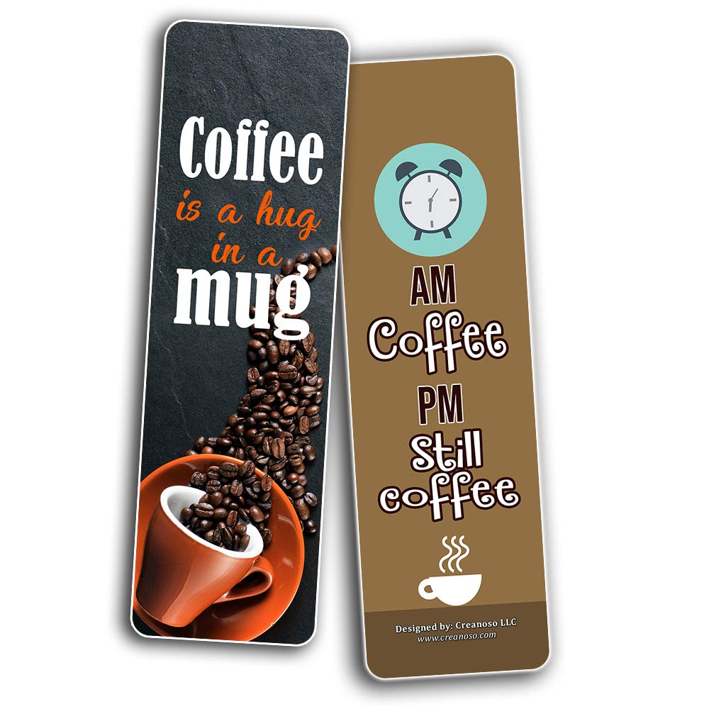 Creanoso Awesome Bookmark Coffee Lover Series I (60-Pack) – Six Assorted Quality Bookmarks Bulk Set – Premium Gift for Coffee Lovers