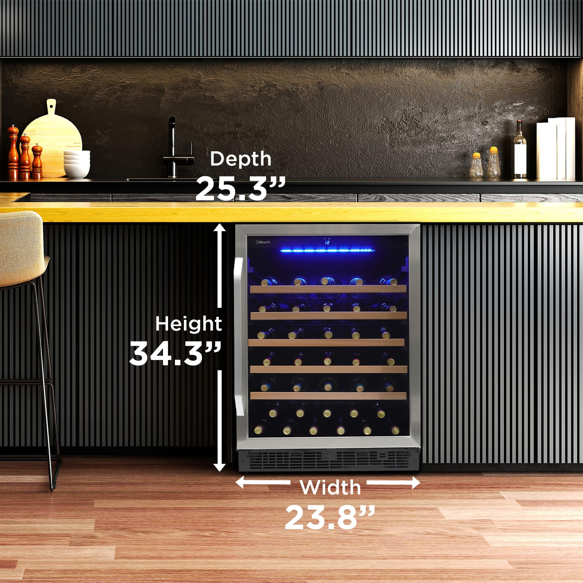 Danby 24-in Silhouette Stilton Single Zone Wine Cellar, Stainless Steel (SWC057D1BSS)