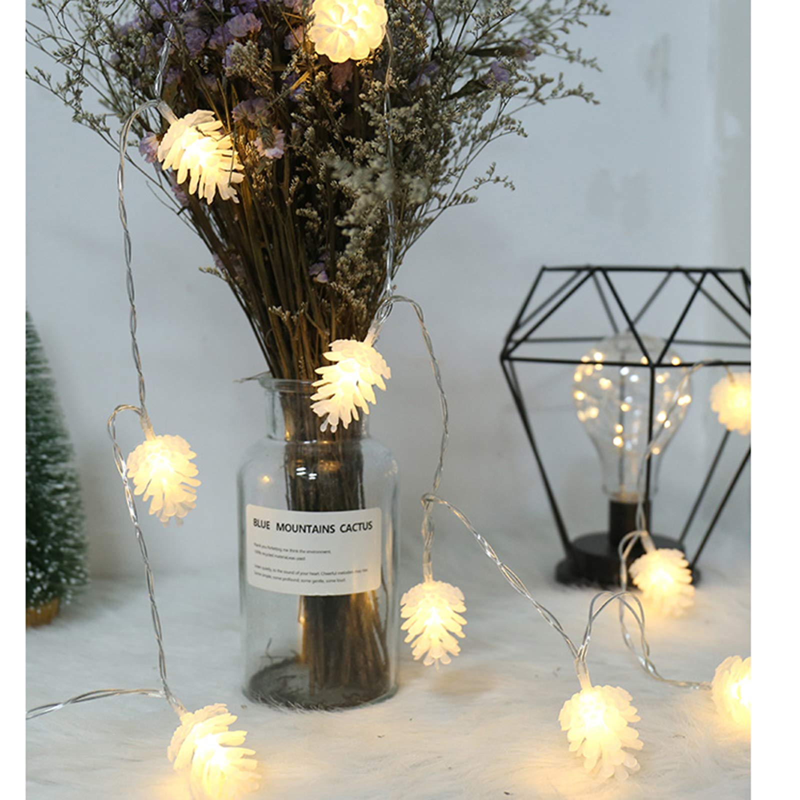 ζ Christmas Pine Cones Shape LED Fairy String 40 LED 19.68 feet Battery Power Warm White String Lights Indoor and Outdoor Home Garden Lights