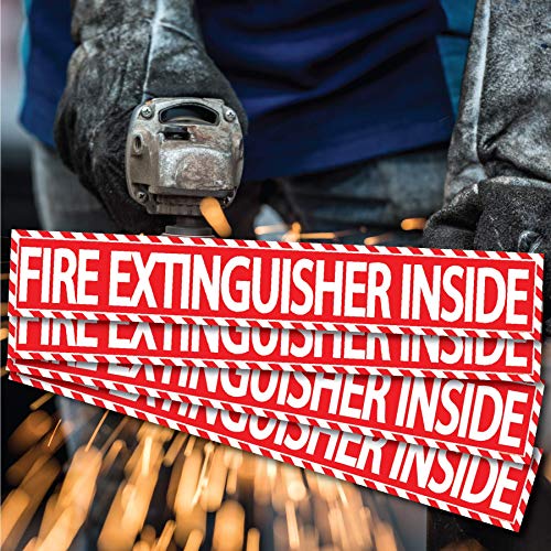 Fire Extinguisher Inside Sticker (4 Pack) 1.5" x 9" Decal Sign Self Adhesive for Trucks or Equipment