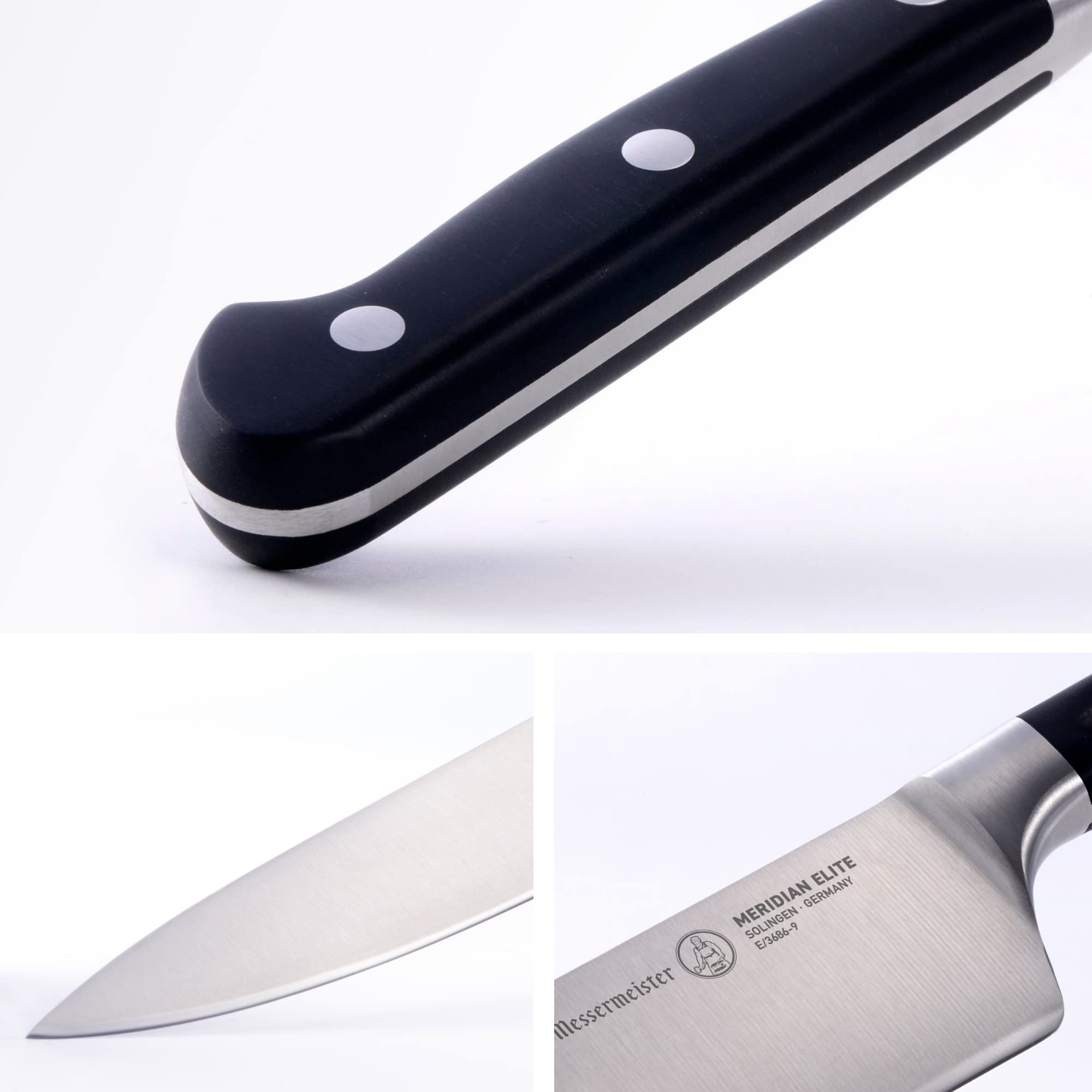 Messermeister Meridian Elite 9” Traditional Chef’s Knife - Fine German Steel Alloy Blade - Rust Resistant & Easy to Maintain