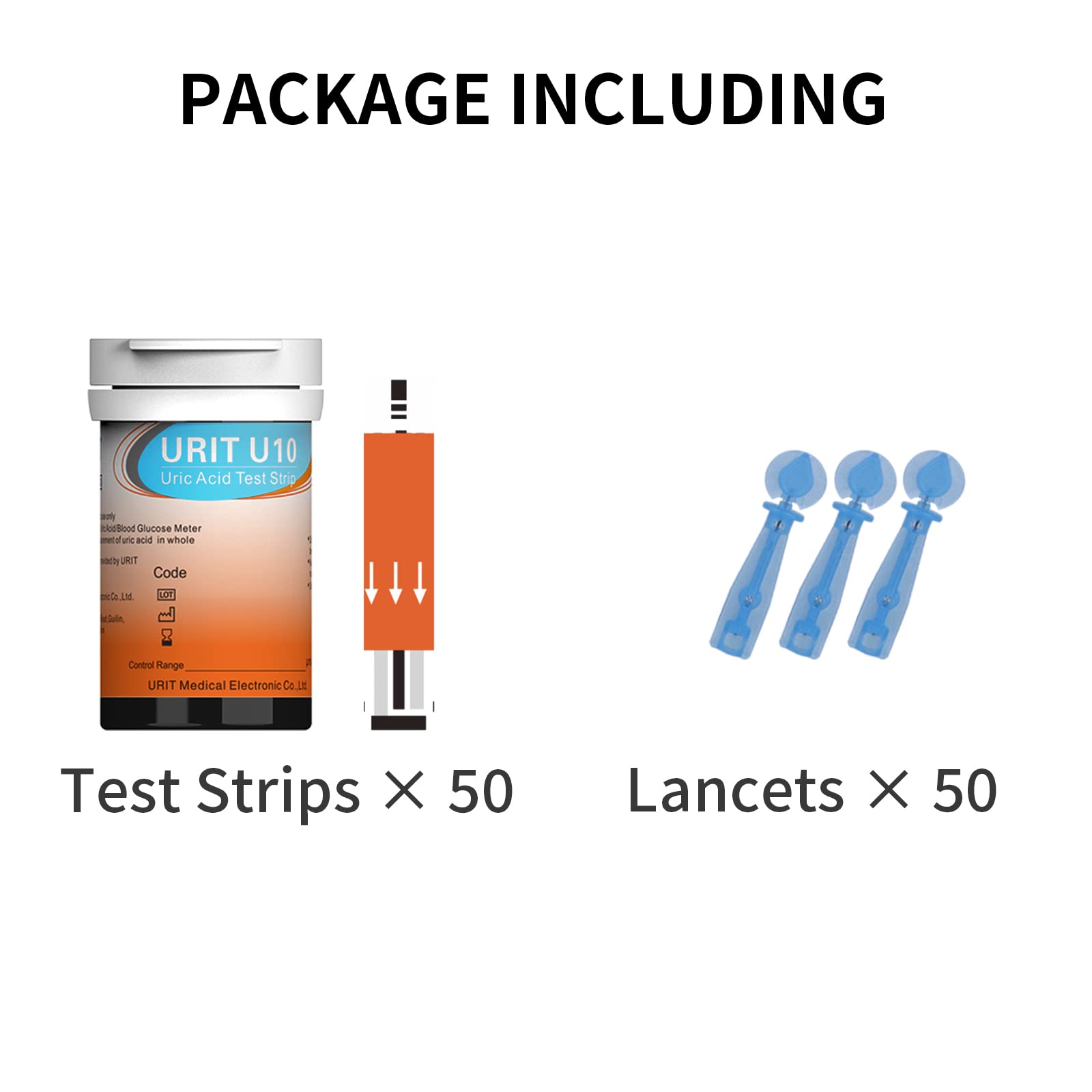 URIT 50 Pack UA Test Strips for URIT U-10, 25 Test Strips Per Box. (Includes 50 Test Strips and 50 lancets.)