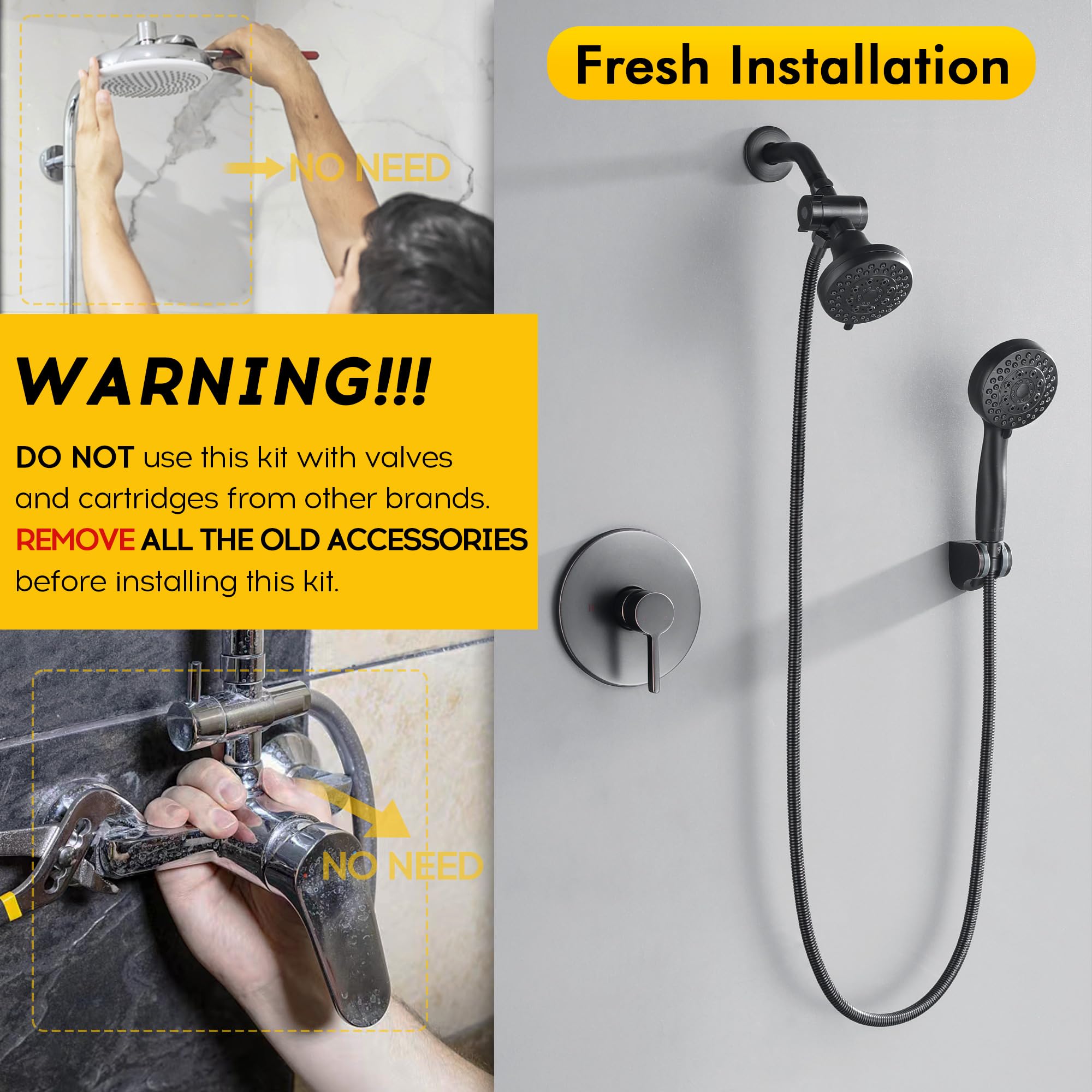 FRANSITON Shower Faucet System with Bathroom Spout Rain Shower Kit, High Pressure Handheld Shower Head Dual 2 in 1 Shower Combo Faucet Set with Valve Trim Kit Oil-Rubbed Bronze