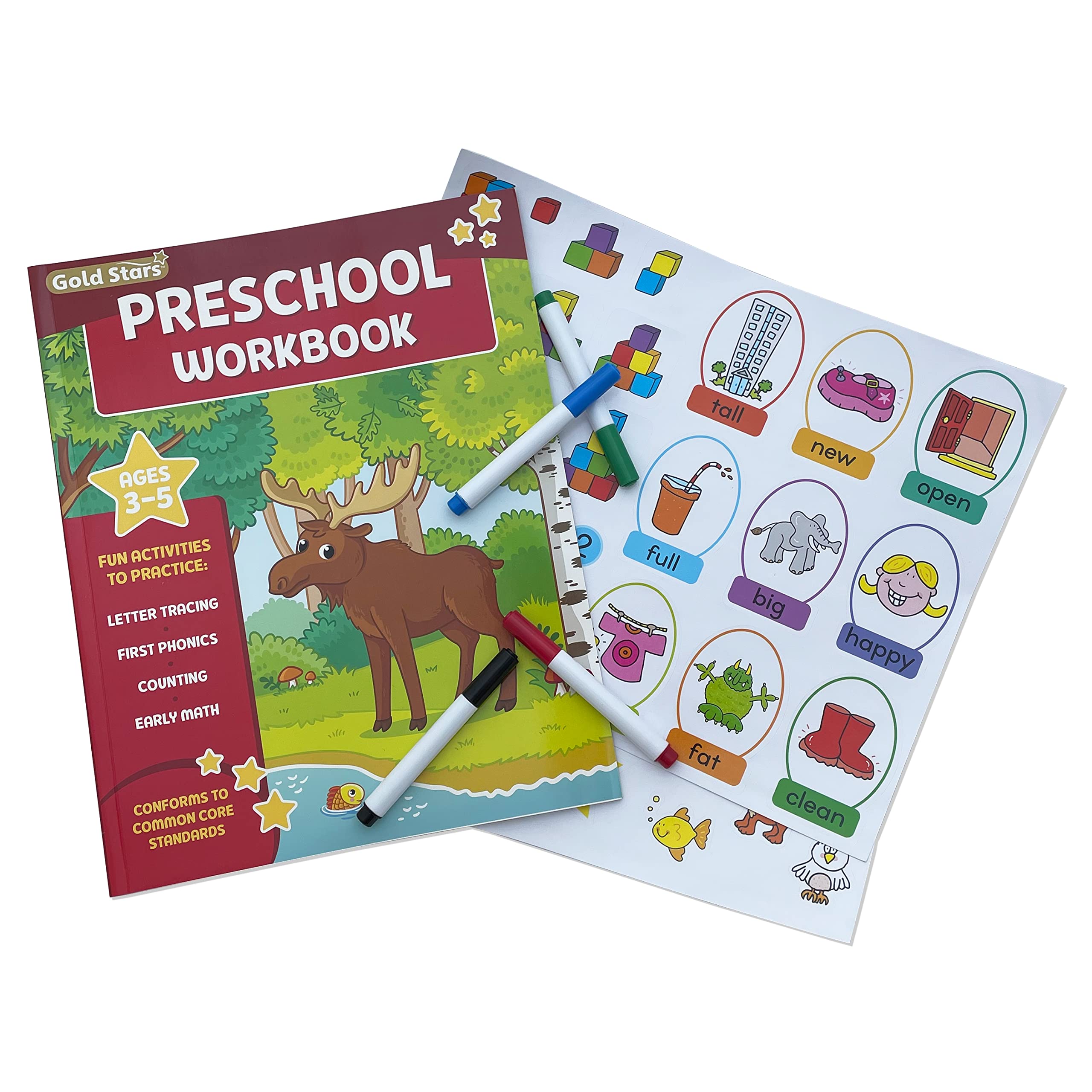 Parragon Preschool Big Activity Box Ages 3-5 Learning Toy: Learn to Write, Letter & Number Tracing, Math, & More. Box with Wipe Clean Boards, Workbook, Flash Cards, Reusable Stickers & More