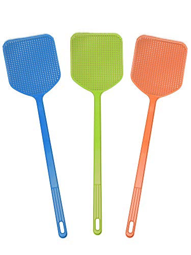 FRASTO Rubber Fly Swatter - Heavy Duty Fly Swatter Plastic - Fly Swatter Heavy Duty - Fly Swatter Long Handle Fly Swatter Pack of 3 - Fly Swatters Bulk