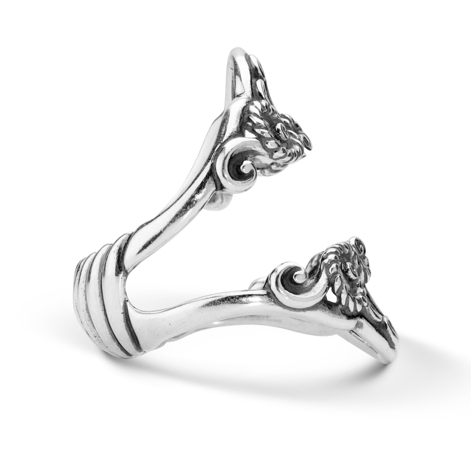 Carolyn Pollack Sterling Silver Filigree Guard Ring Size 8