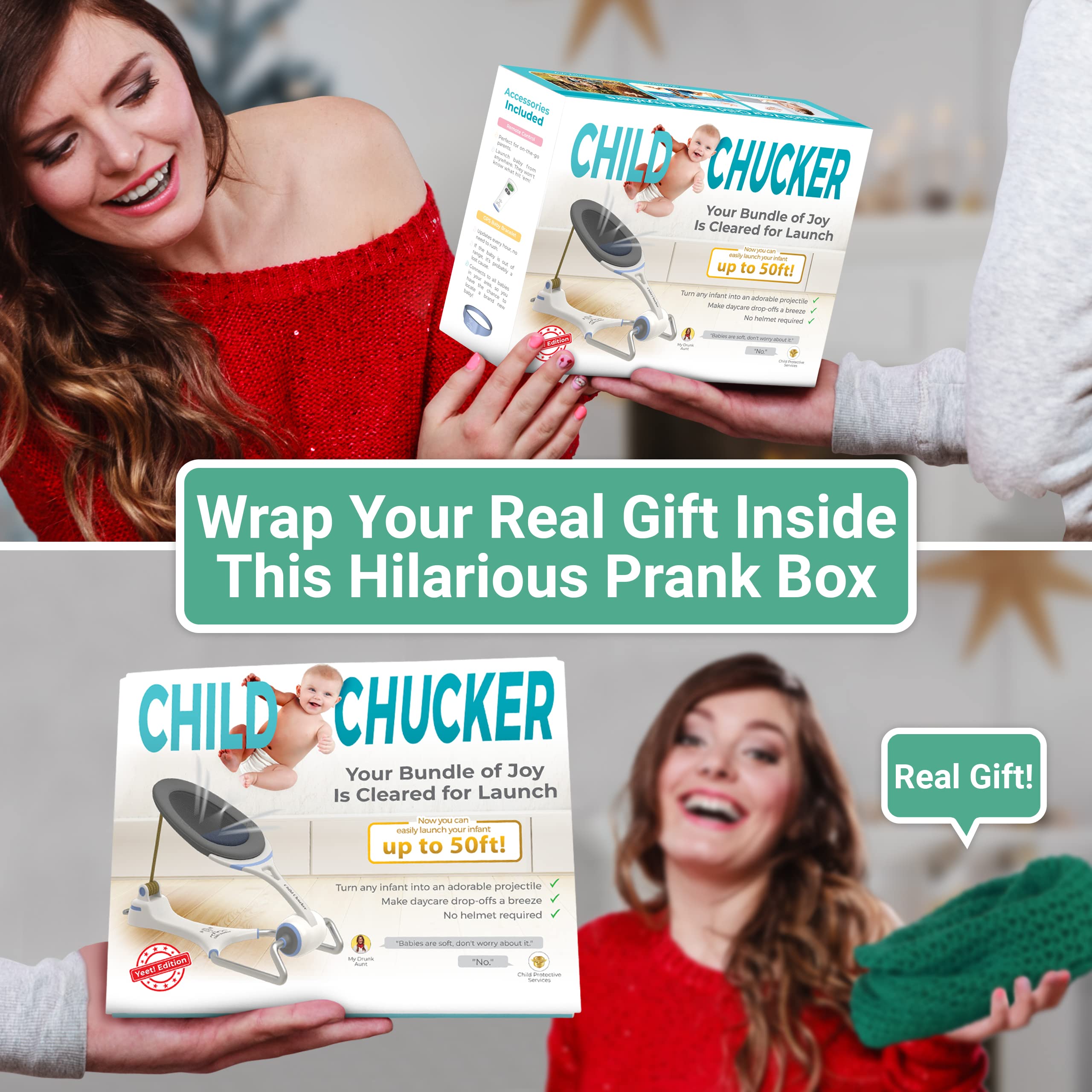 Witty Yeti Hilarious Child Chucker Gag Gift Empty Box Wrap Your Real Present Inside to Prank Friends or Family with This Practical Joke for Men or Women. Funny Idea for New Parents or Baby Shower.