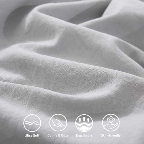 Sasttie Duvet Cover King Size, Light Grey Ultra Soft Prewashed King Duvet Cover Set, 3 Pieces, 1 Duvet Cover with Zipper Closure and Corner Ties (104''x90''), 2 Pillowcases (20''x 36'')